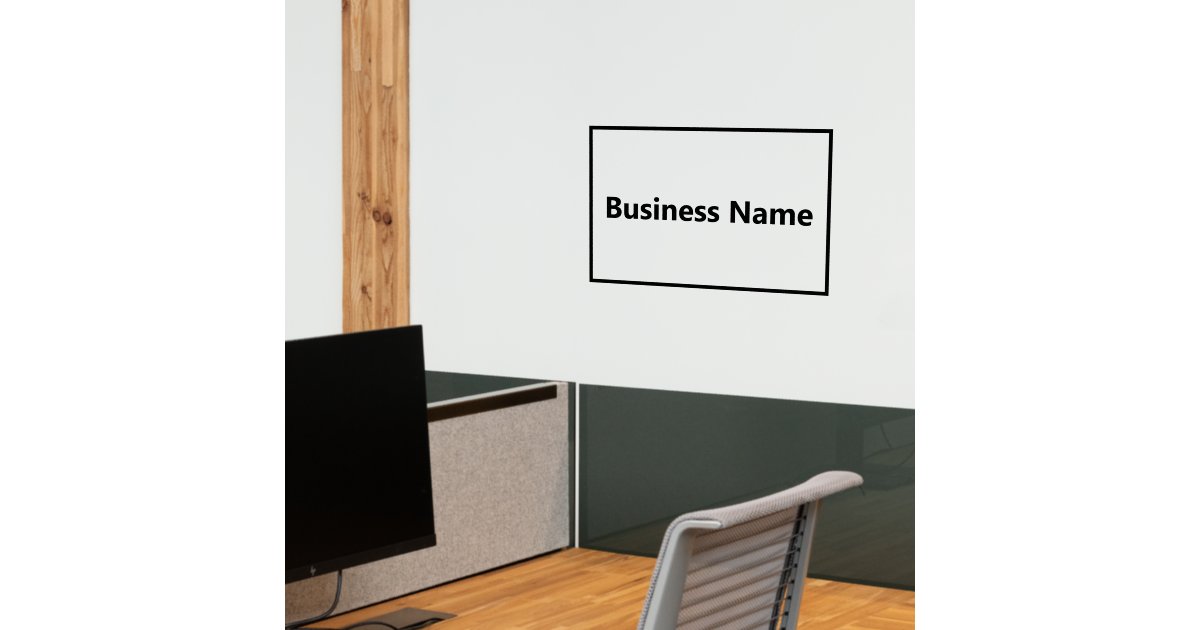 Business Name Black Rectangle Border Template Wall Decal | Zazzle