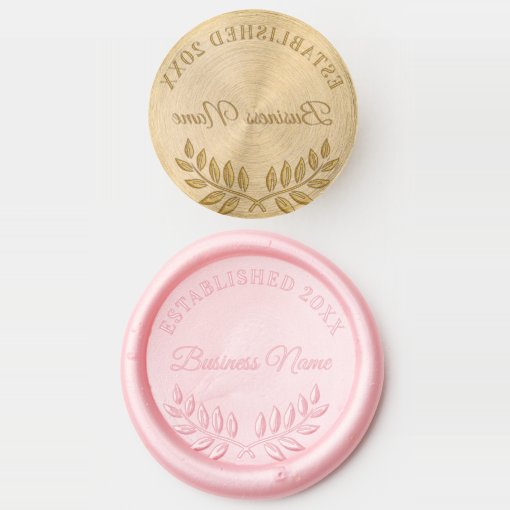 Business name established year laurel wreath wax seal stamp | Zazzle