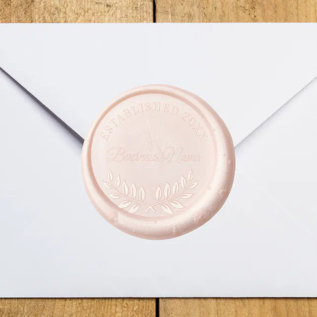 Business name established year laurel wreath wax seal sticker | Zazzle
