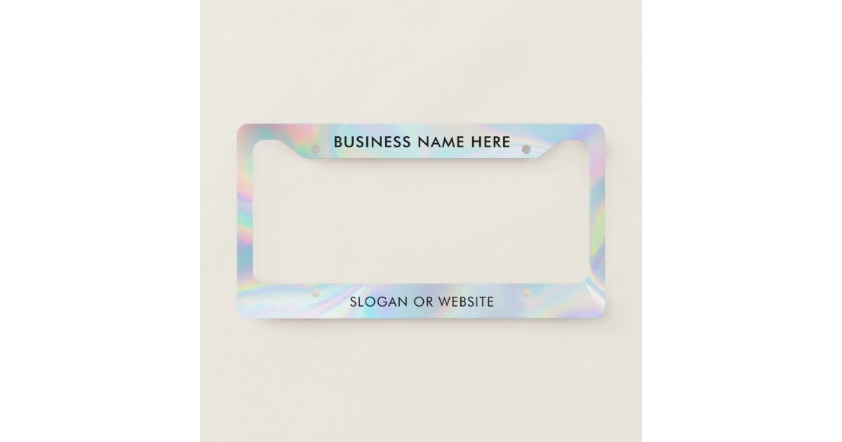Business Name Holographic Employees Staff License Plate Frame | Zazzle