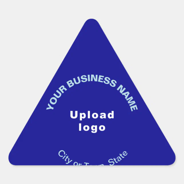 Business Name, Logo and Location on Blue Triangle Sticker | Zazzle