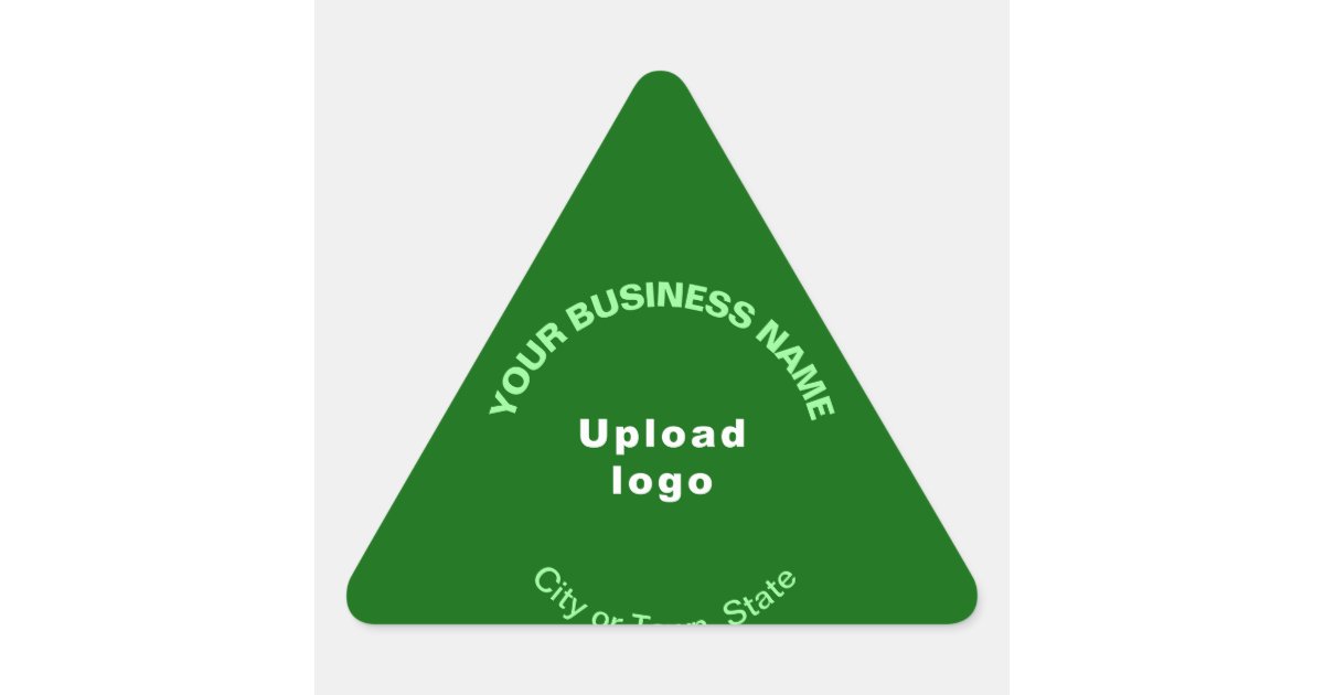 Business Name, Logo and Location on Green Triangle Sticker | Zazzle