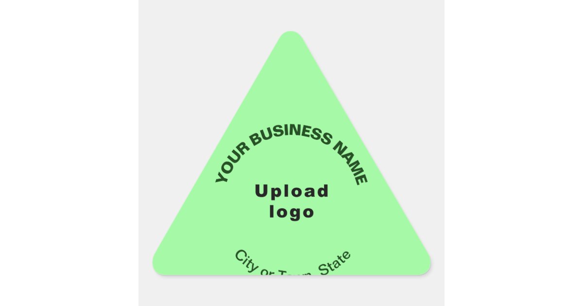 Business Name, Logo and Location on Light Green Triangle Sticker | Zazzle