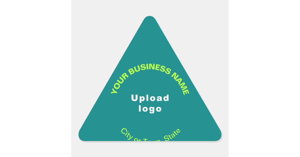 Business Name, Logo and Location on Teal Green Triangle Sticker | Zazzle