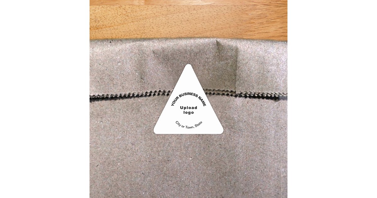 Business Name, Logo and Location on White Triangle Sticker | Zazzle