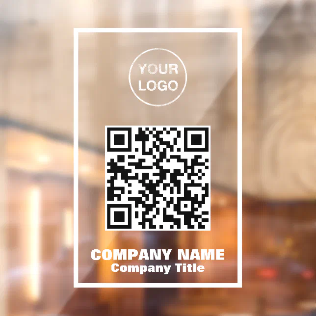 Business Name, Logo and QR Code Window Cling | Zazzle