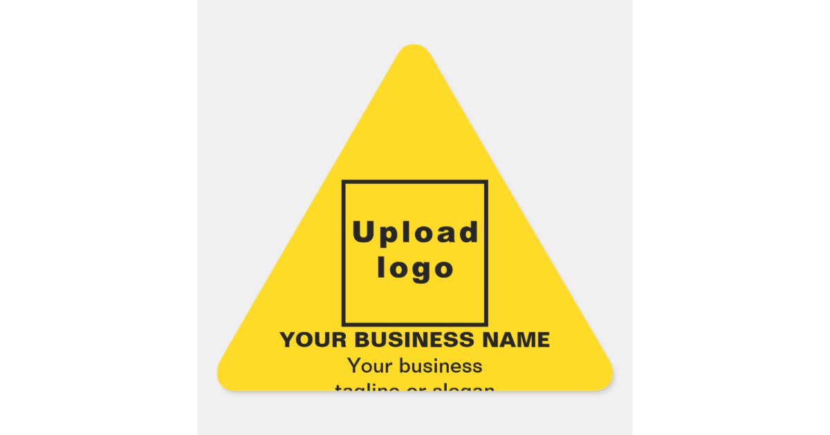 Business Name, Logo and Tagline on Yellow Triangle Sticker | Zazzle