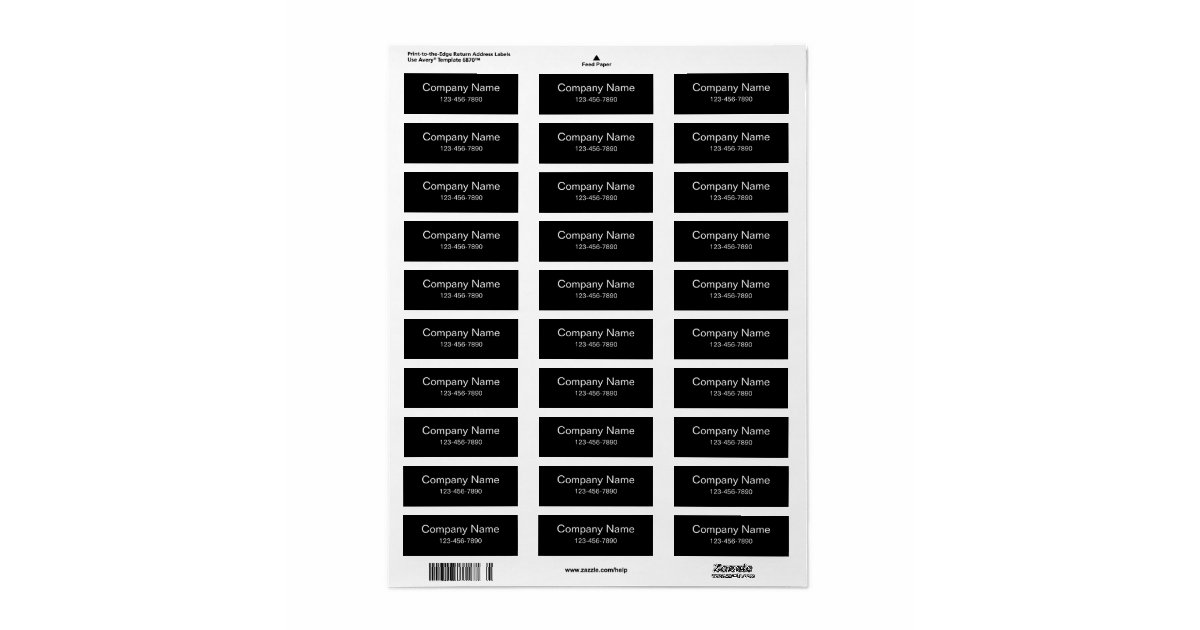 Business Name Phone Number Black Label Template | Zazzle