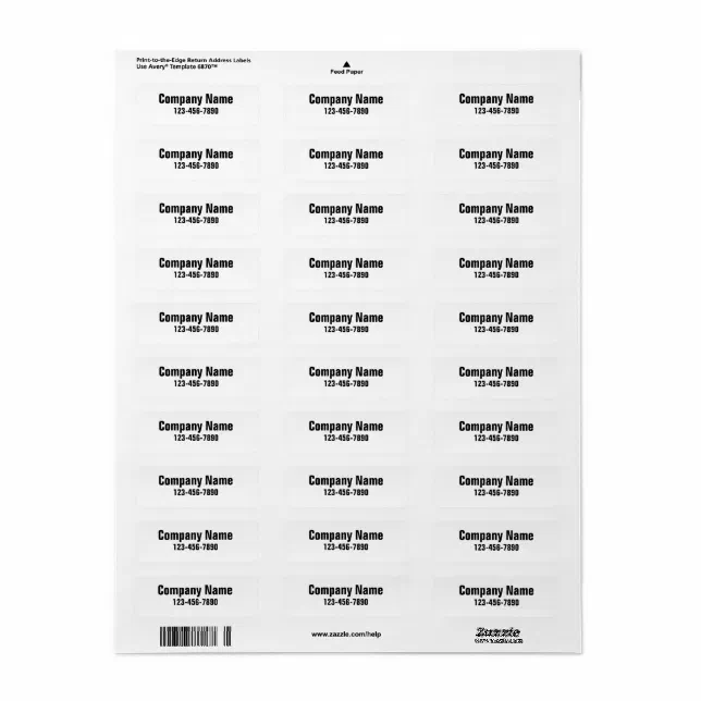 Business Name Phone Number Product Label Template | Zazzle