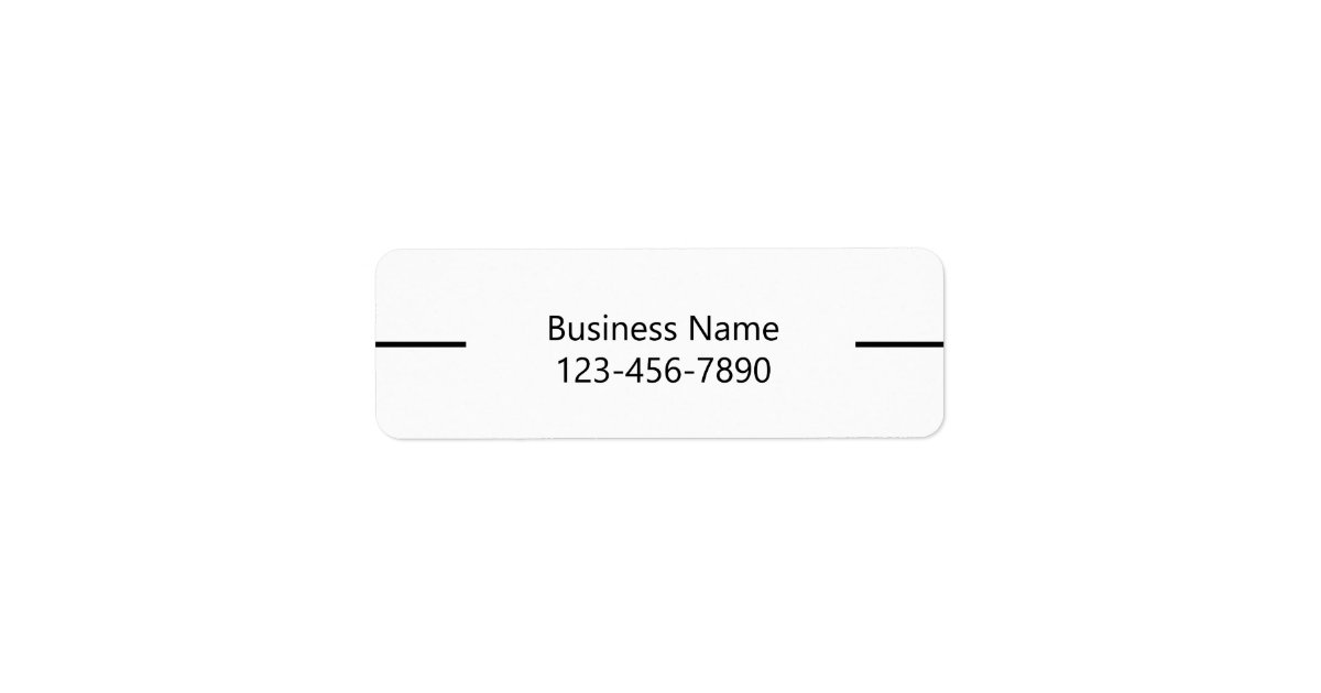 Business Name Phone Number Simple Black and White Label | Zazzle