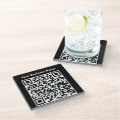Business Name plus QR Code on a Glass Coaster | Zazzle