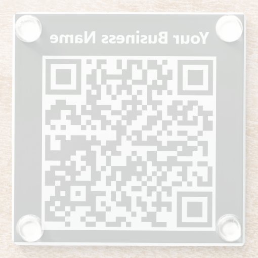 Business Name plus QR Code on a Glass Coaster | Zazzle