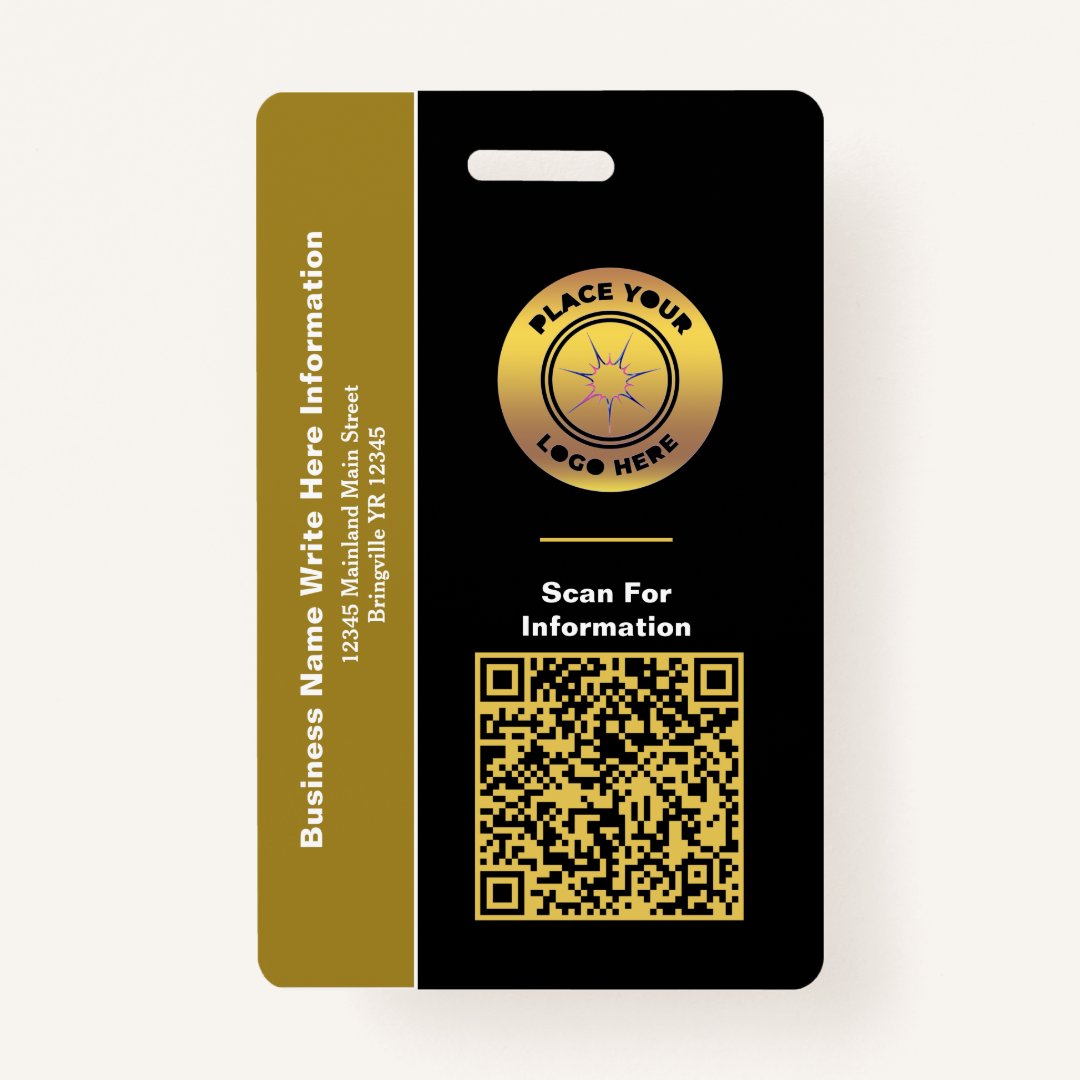 Business Name QR Code Bar Code Custom Badge | Zazzle