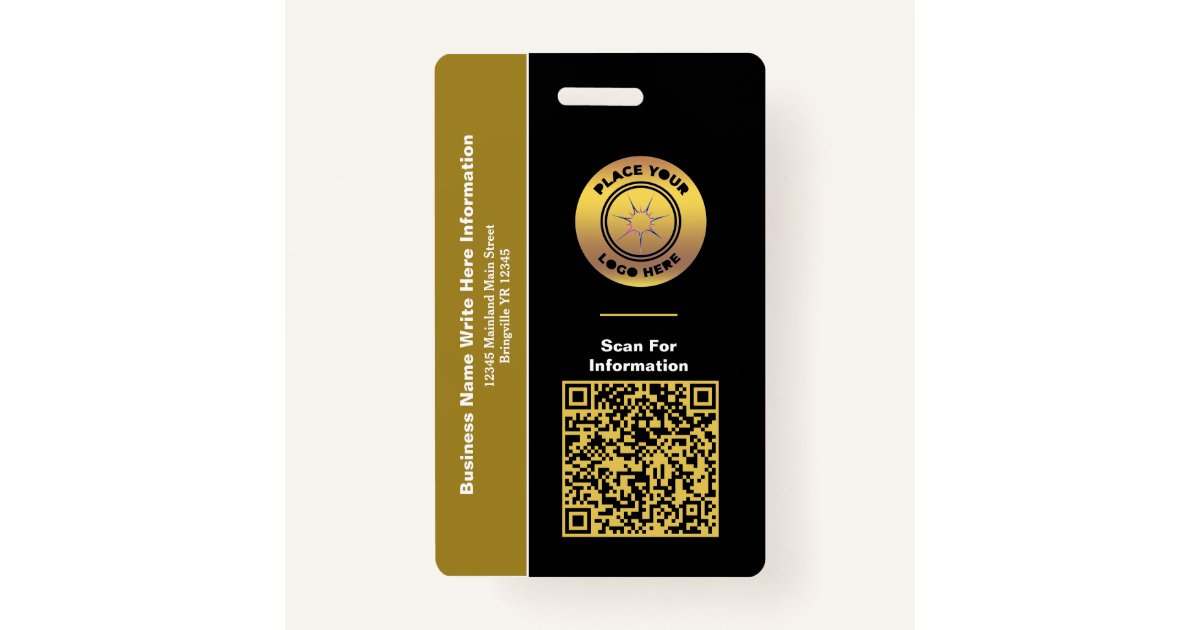 Business Name QR Code Bar Code Custom Badge | Zazzle