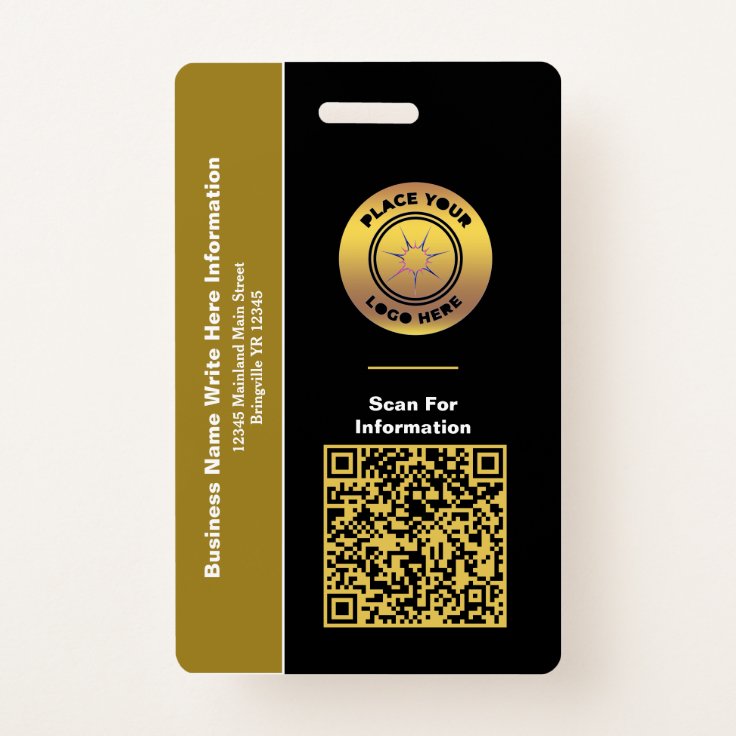 Business Name Qr Code Bar Code Custom Badge Zazzle