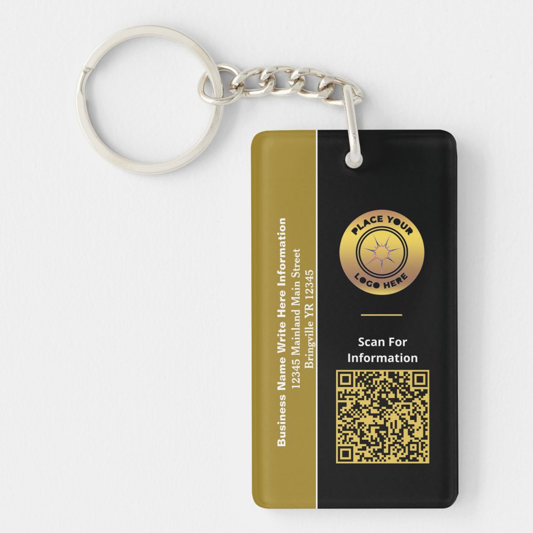 Business Name QR Code Bar Code Custom Keychain | Zazzle