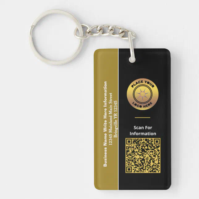 Business Name QR Code Bar Code Custom Keychain | Zazzle