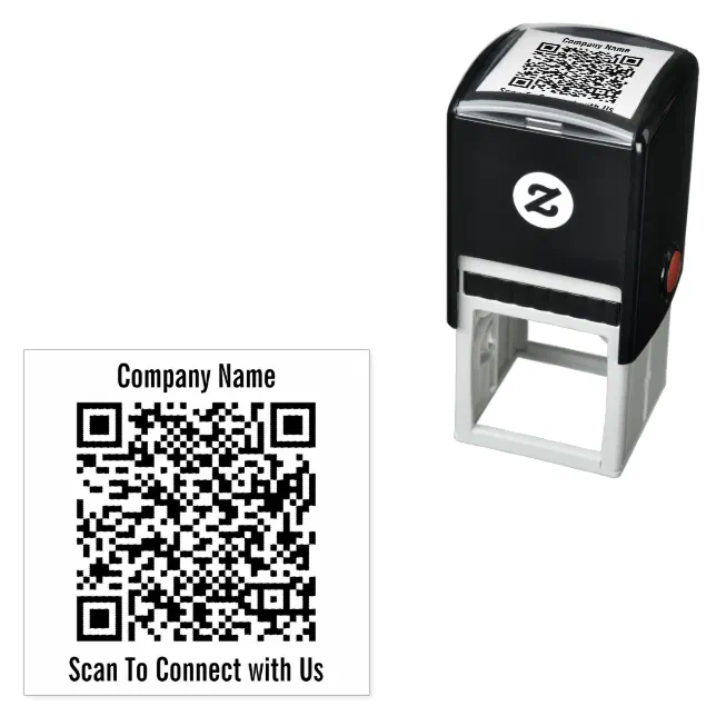 Business Name Scan to Connect QR Code Template Self-inking Stamp | Zazzle