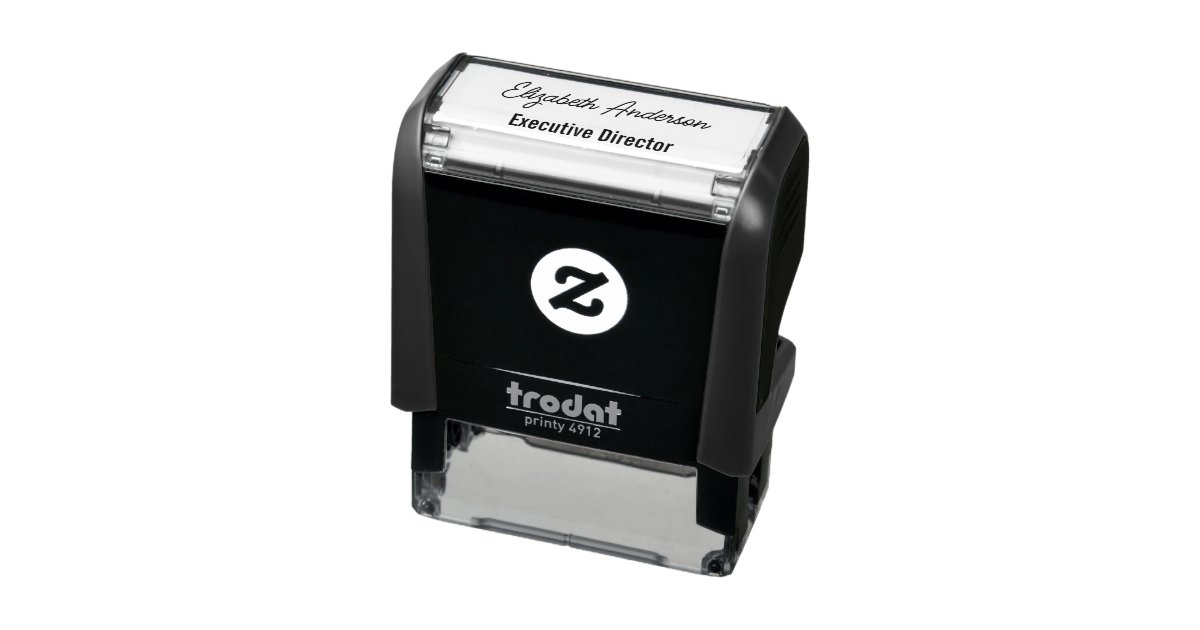 Business Name Script "Signature" and Job Title Self-inking Stamp | Zazzle