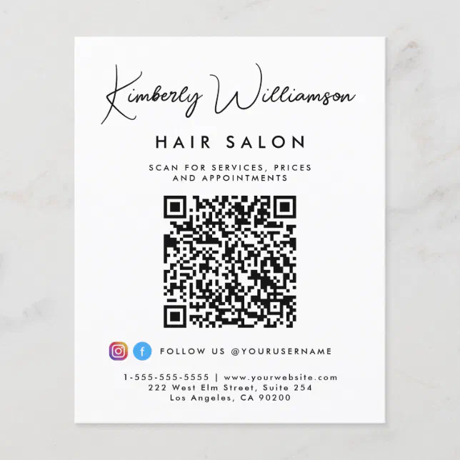 Business Name Signature Script QR Code Flyer | Zazzle