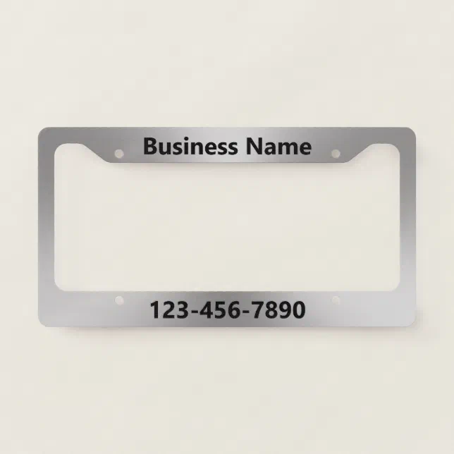 Business Name Silver & Black Phone Number Template License Plate Frame ...