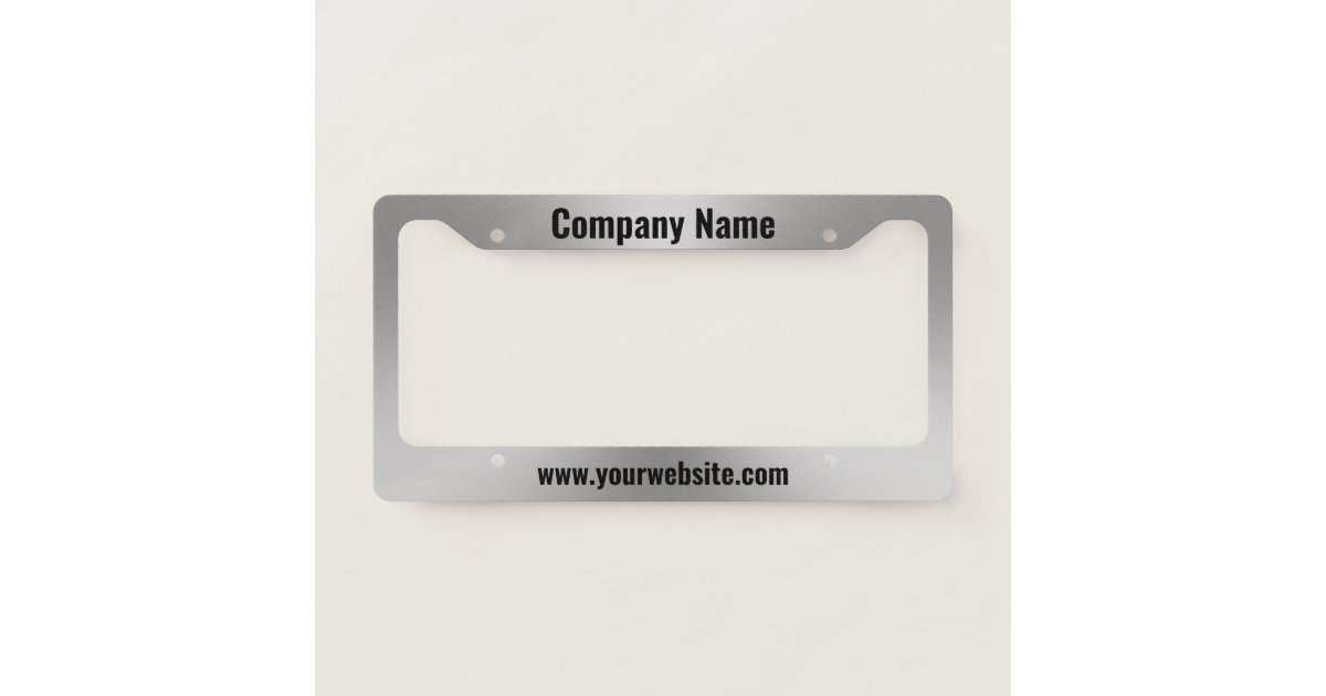 Business Name Website Silver and Black Promotional License Plate Frame ...