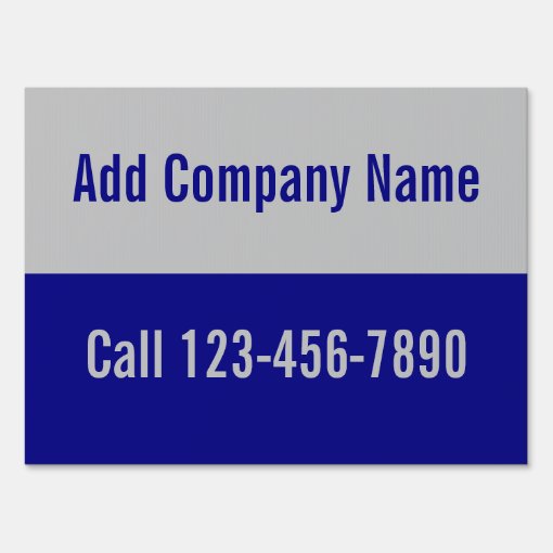 Business Navy Blue and Gray White Your Logo Here Sign | Zazzle