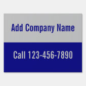Business Navy Blue and Gray White Your Logo Here Sign | Zazzle