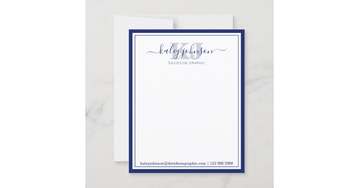 Business Navy | From The Desk Of Note Card | Zazzle
