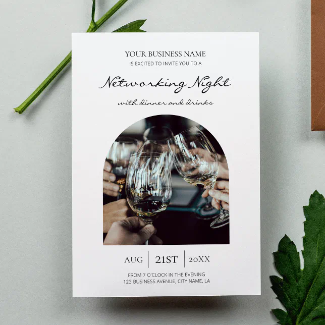 Business Networking Dinner & Drinks Event Photo Invitation | Zazzle