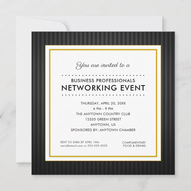 Business Networking Event | Black and Gold Invitation | Zazzle