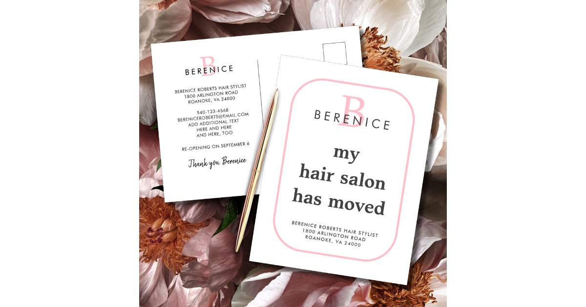 Business New Address Typography Monogram Moving Announcement Postcard ...