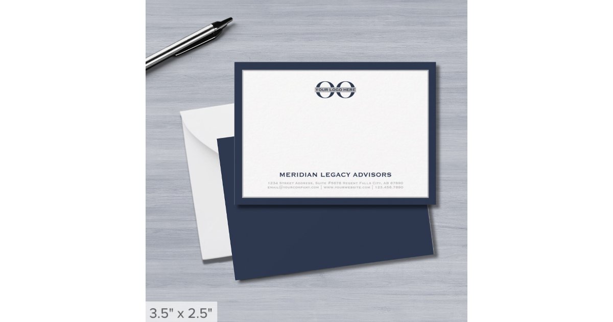 Business Note Card with Logo | Zazzle