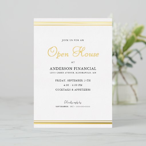 Business Open House Classic Professional Gold Foil Invitation | Zazzle
