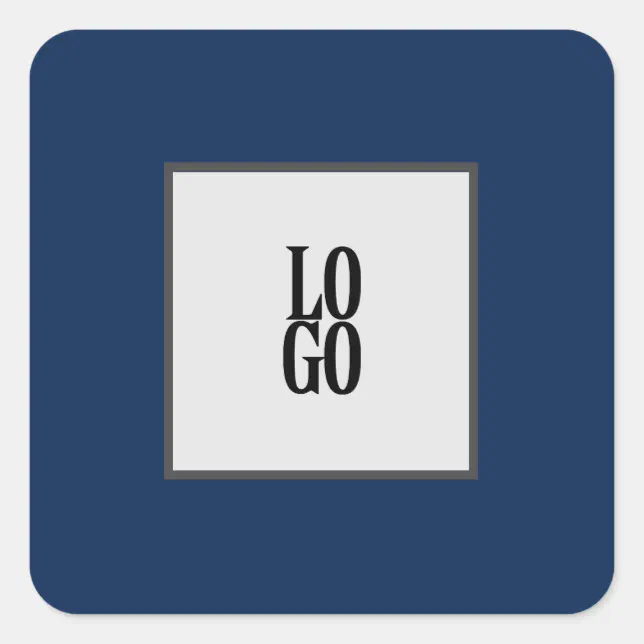 Business or Company Custom Logo on Navy Blue Square Sticker | Zazzle