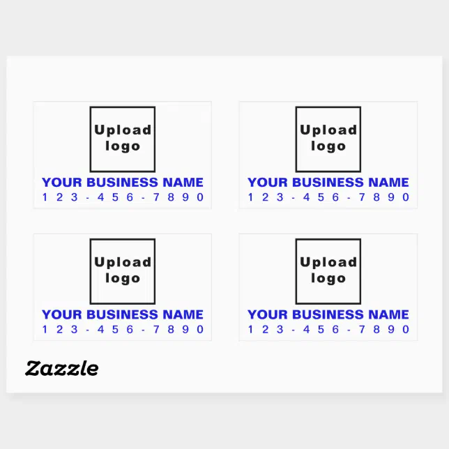 Business Phone Number Blue Texts on White Rectangular Sticker | Zazzle