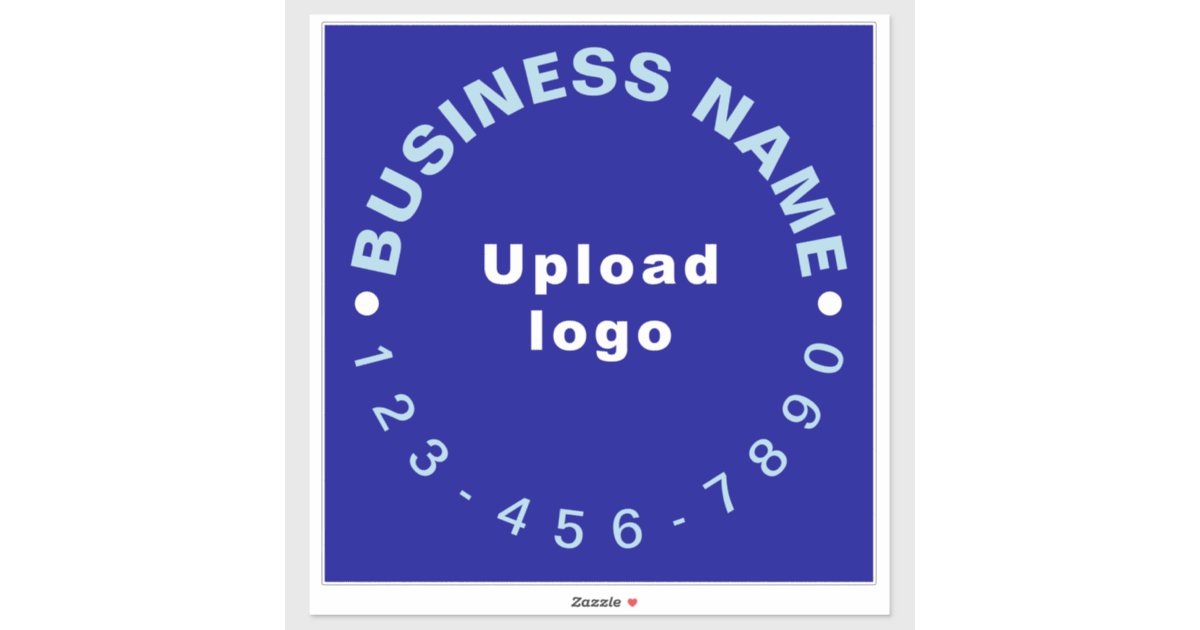 Business Phone Number on Blue Large Square Vinyl Sticker | Zazzle