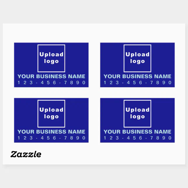 Business Phone Number on Blue Rectangle Sticker | Zazzle