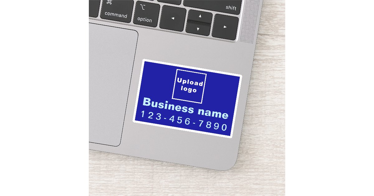 Business Phone Number on Blue Rectangle Vinyl Sticker | Zazzle