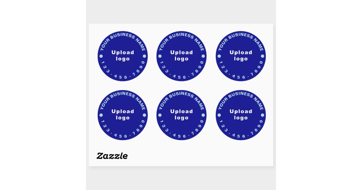 Business Phone Number on Blue Round Sticker | Zazzle