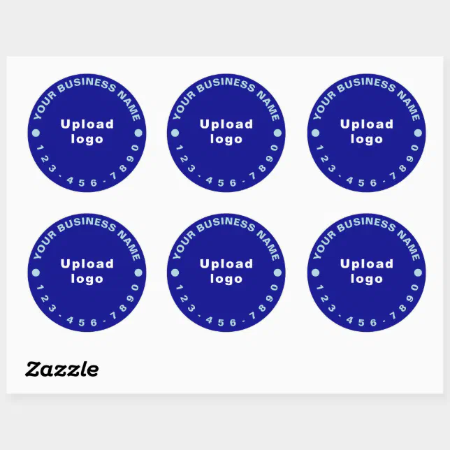 Business Phone Number on Blue Round Sticker | Zazzle