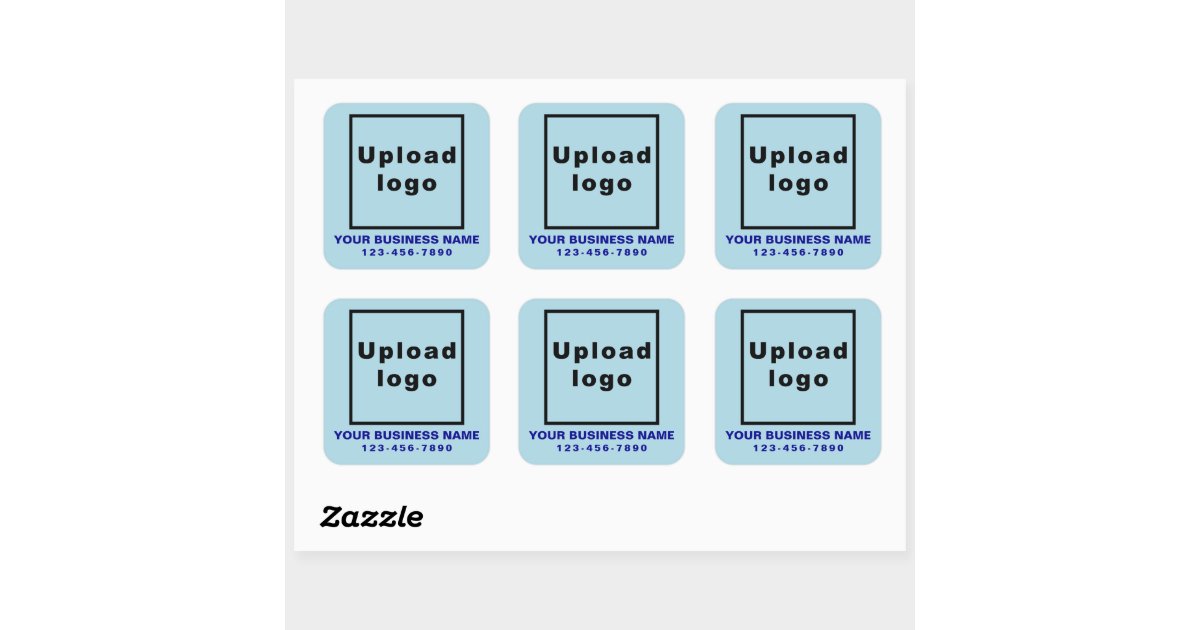 Business Phone Number on Light Blue Square Sticker | Zazzle