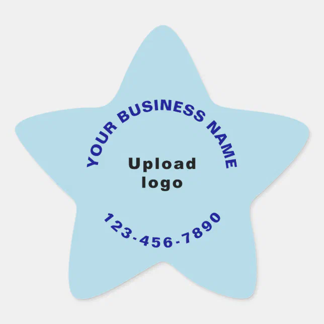 Business Phone Number on Light Blue Star Sticker | Zazzle