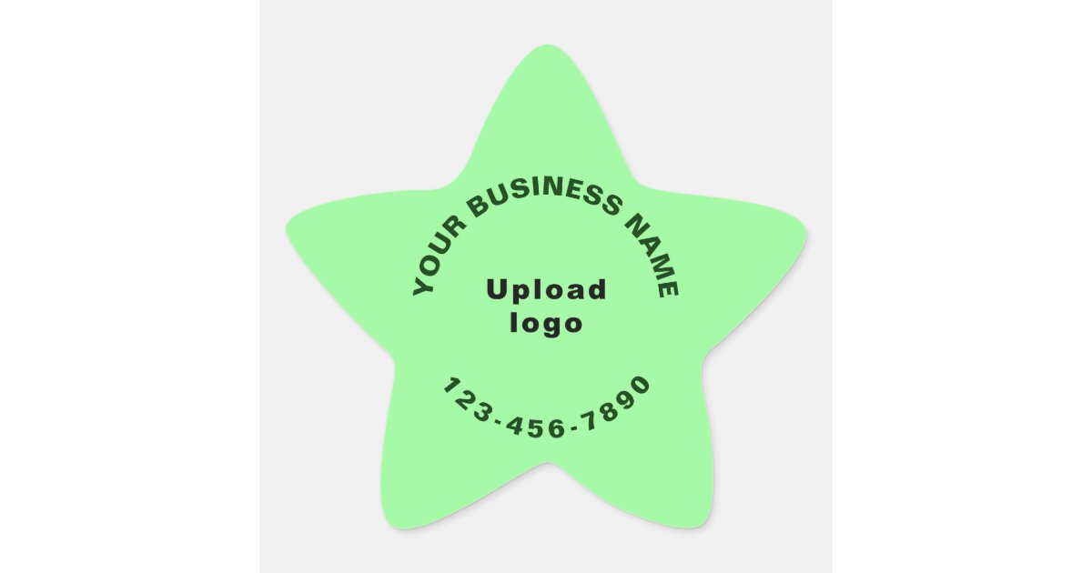 Business Phone Number on Light Green Star Sticker | Zazzle