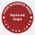 Business Phone Number on Red Round Sticker | Zazzle