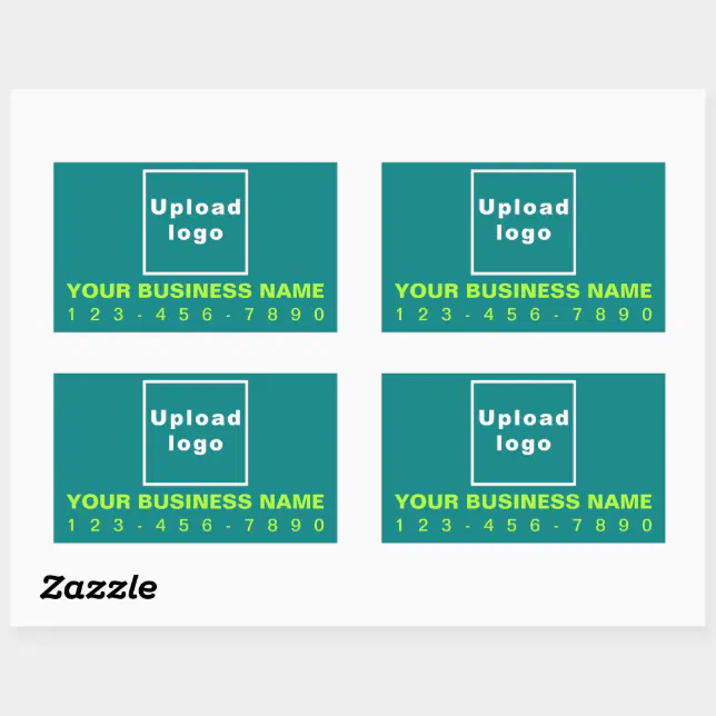 Business Phone Number on Teal Green Rectangular Sticker | Zazzle