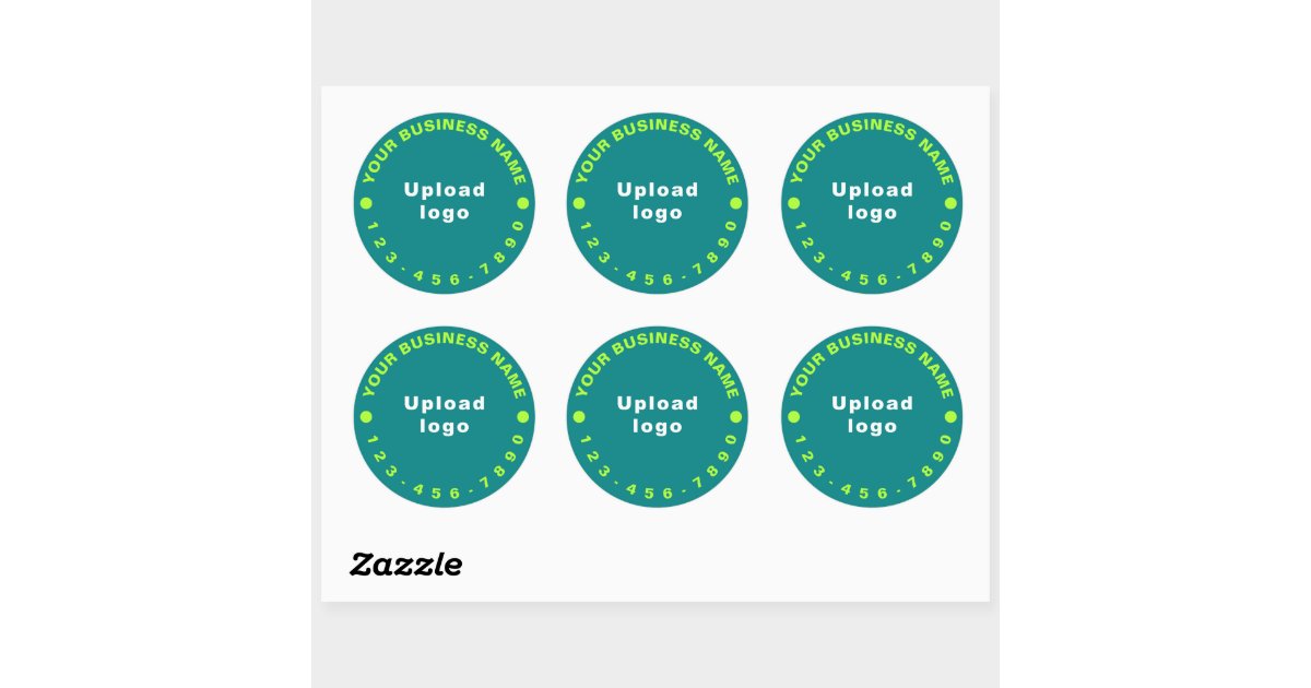 Business Phone Number on Teal Green Round Sticker | Zazzle