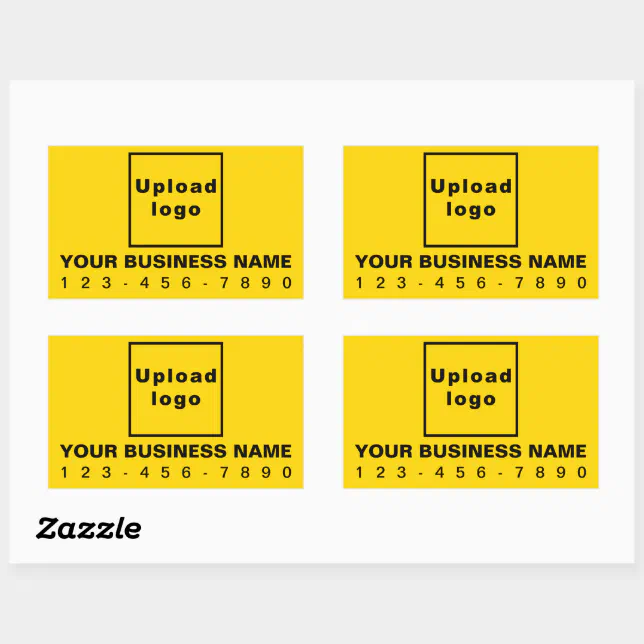 Business Phone Number on Yellow Rectangle Sticker | Zazzle