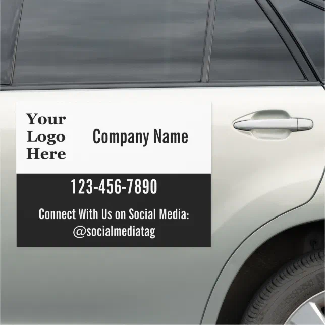 Business Phone Number, Social Media, Logo Template Car Magnet | Zazzle