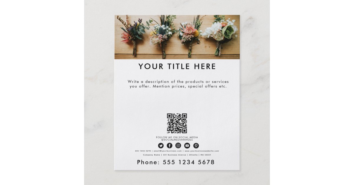 Business Photo Banner QR Code Social Media Flyer | Zazzle